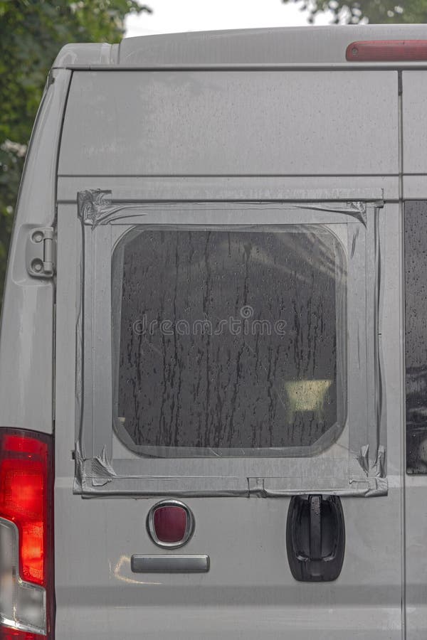 Van Broken Rear Window stock photo. Image of insurance - 346349230