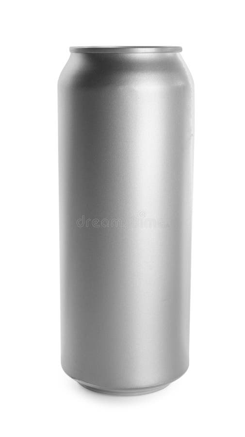 Silver Can with Beverage Isolated on White. Mockup for Design Stock ...