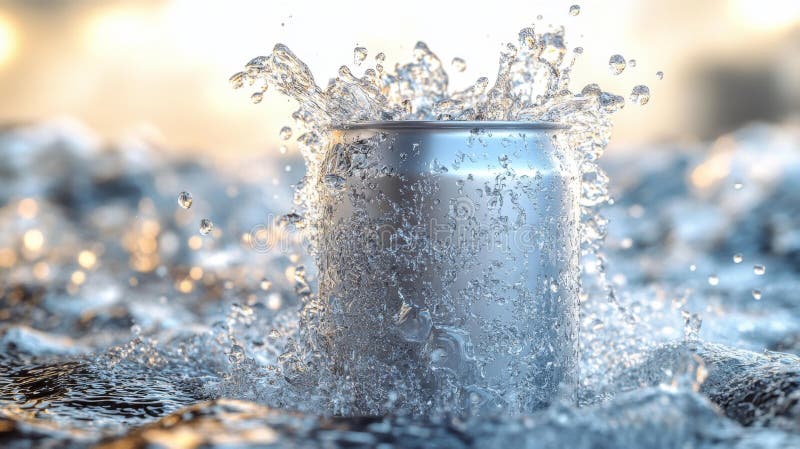 Silver Can Splashed with Water Generative AI Stock Illustration ...