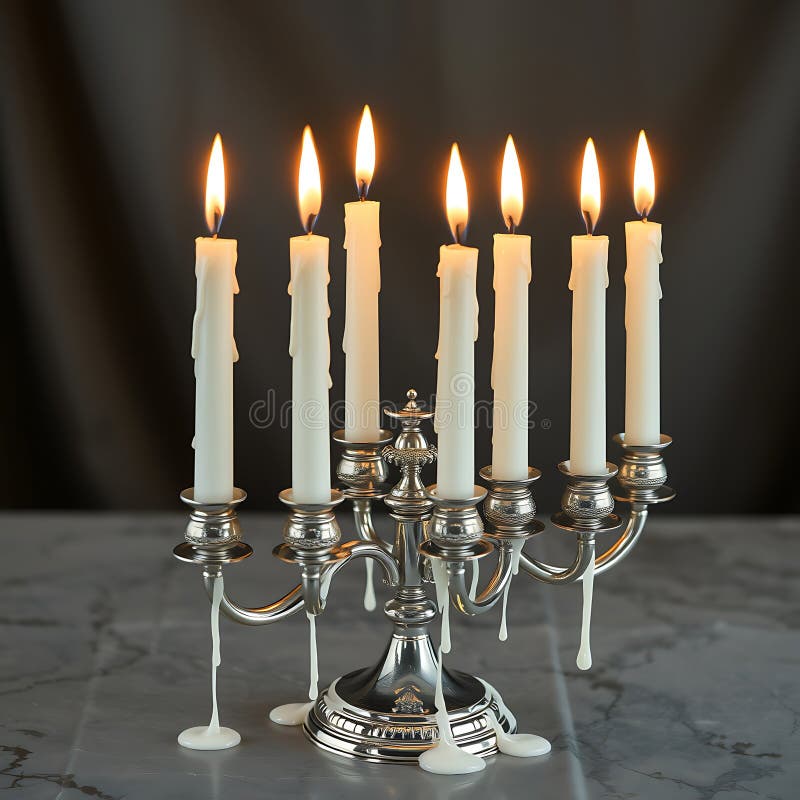 A Silver Candelabrum with Lit Candles Dripping Wax Stock Illustration - Illustration of ...
