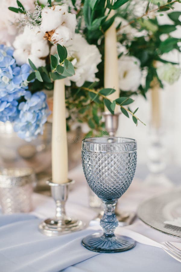 Silver Candlestick As Element of Festive Table Wedding Decorations ...