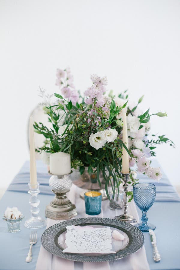Silver Candlestick and Other Elements of Festive Table Wedding ...