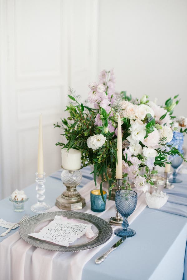 Silver Candlestick and Other Elements of Festive Table Wedding ...