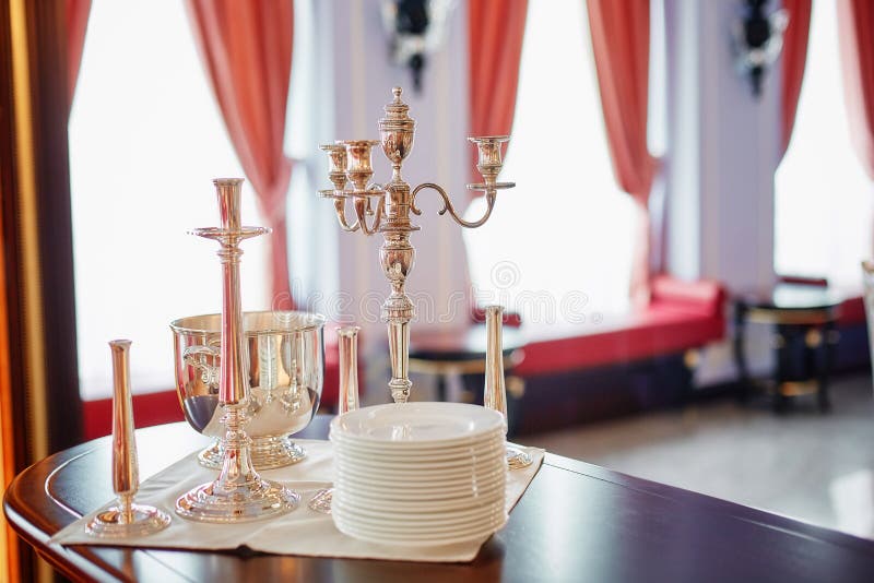 Silver Candlesticks and a Bucket for Chilling Champagne. Exclusive ...