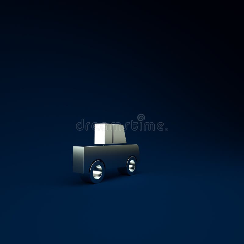 Silver Car Icon Isolated on Blue Background. Front View. Minimalism ...