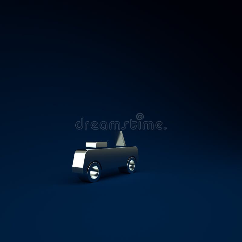 Silver Car Icon Isolated on Blue Background. Front View. Minimalism ...
