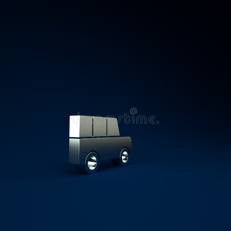 Silver Car Icon Isolated on Blue Background. Front View. Minimalism ...