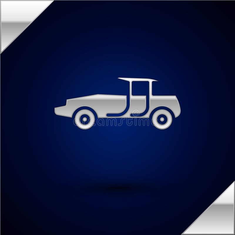 Silver Car Icon Isolated on Dark Blue Background. Vector Illustration ...