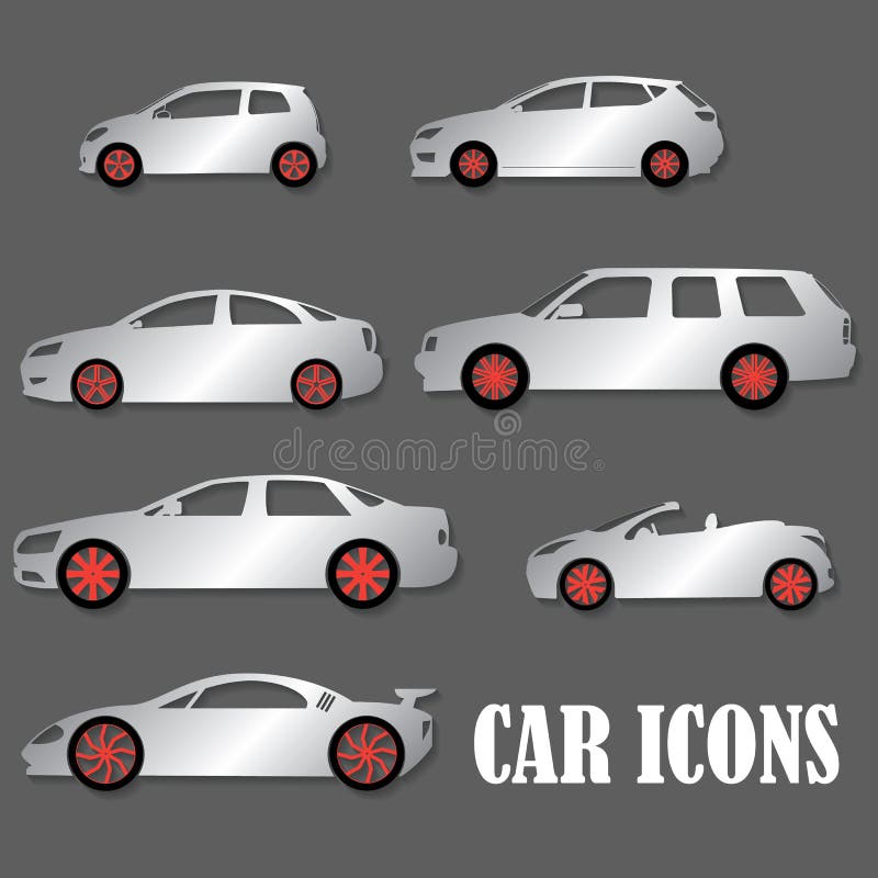 Silver color carwash icons stock vector. Illustration of automobile ...