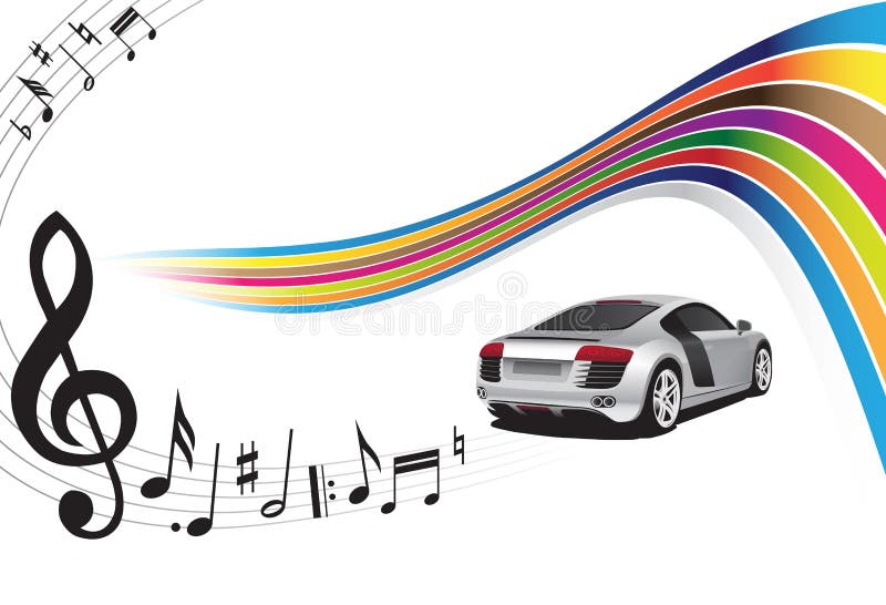 Yellow car and music stock vector. Illustration of metal - 8465558