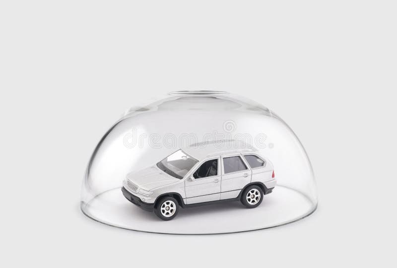 Silver Car Protected Under a Glass Dome Stock Image - Image of clean ...