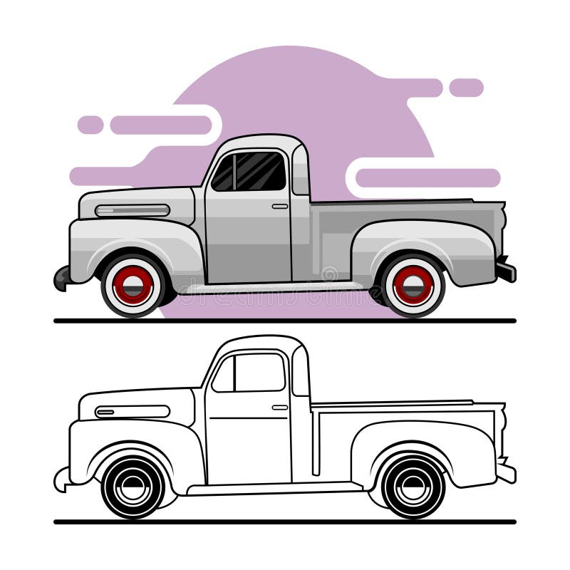 Silver car retro side view stock illustration. Illustration of antique ...