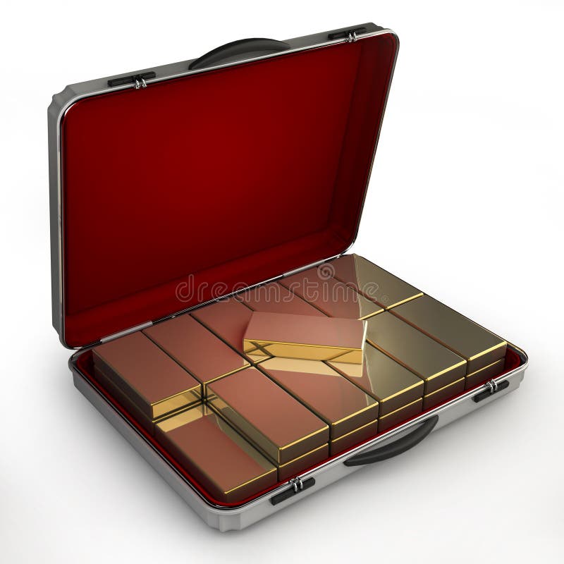 Silver case with gold stock illustration. Illustration of wealth - 22420351