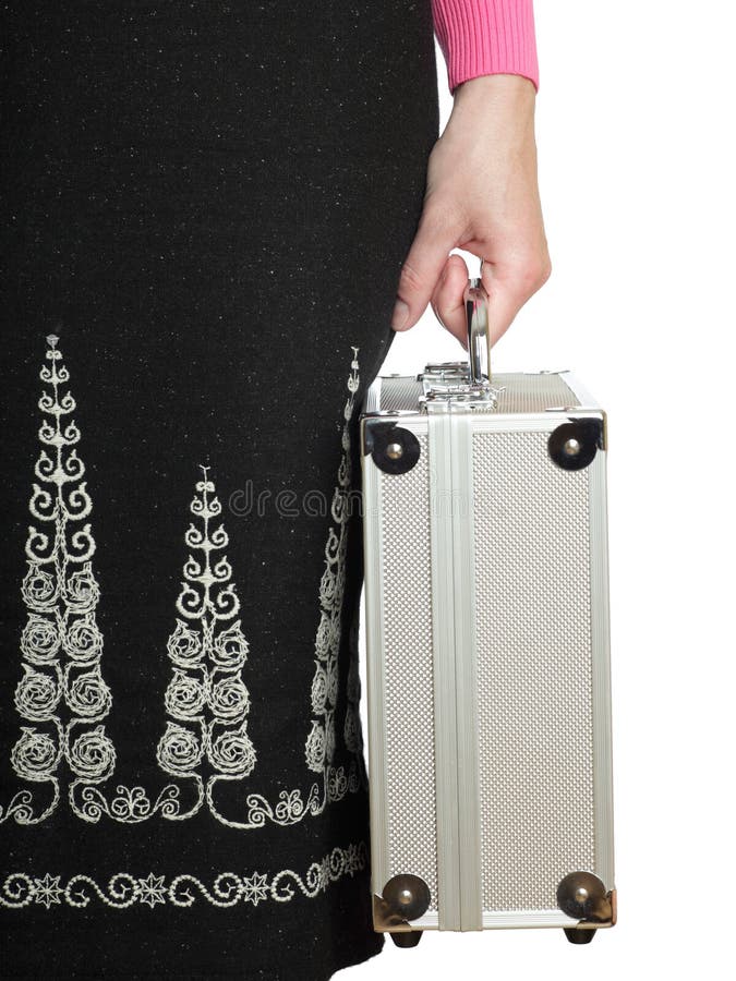 Silver case in hand stock image. Image of hand, silver - 18352323