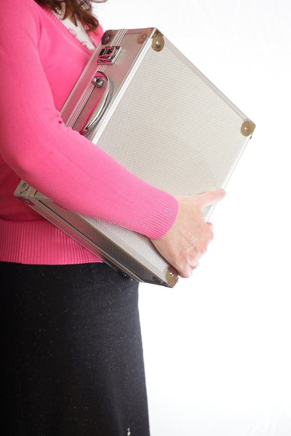 Silver case in hand stock photo. Image of case, container - 23504636