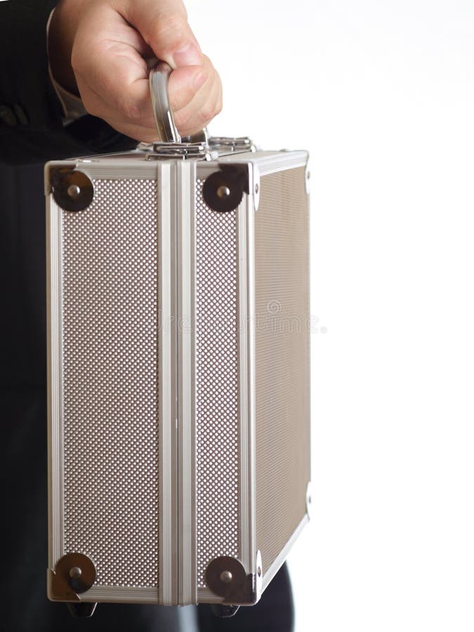 Silver case in hand stock image. Image of casket, opening - 32607859