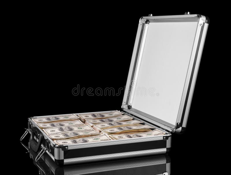 Silver case with money stock photo. Image of chained - 54626924