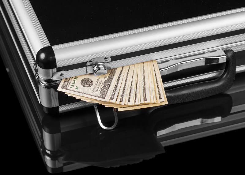 Silver case with money stock photo. Image of color, carry - 63642804