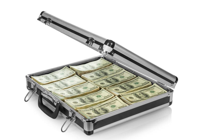 Silver case with money stock photo. Image of chained - 54626924