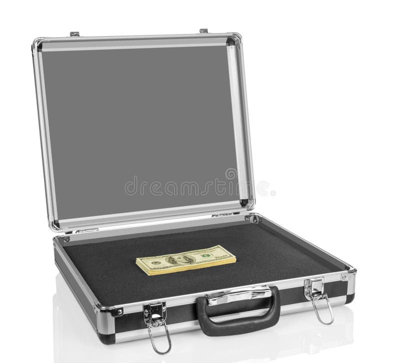 Silver case with money stock image. Image of briefcase - 63686371
