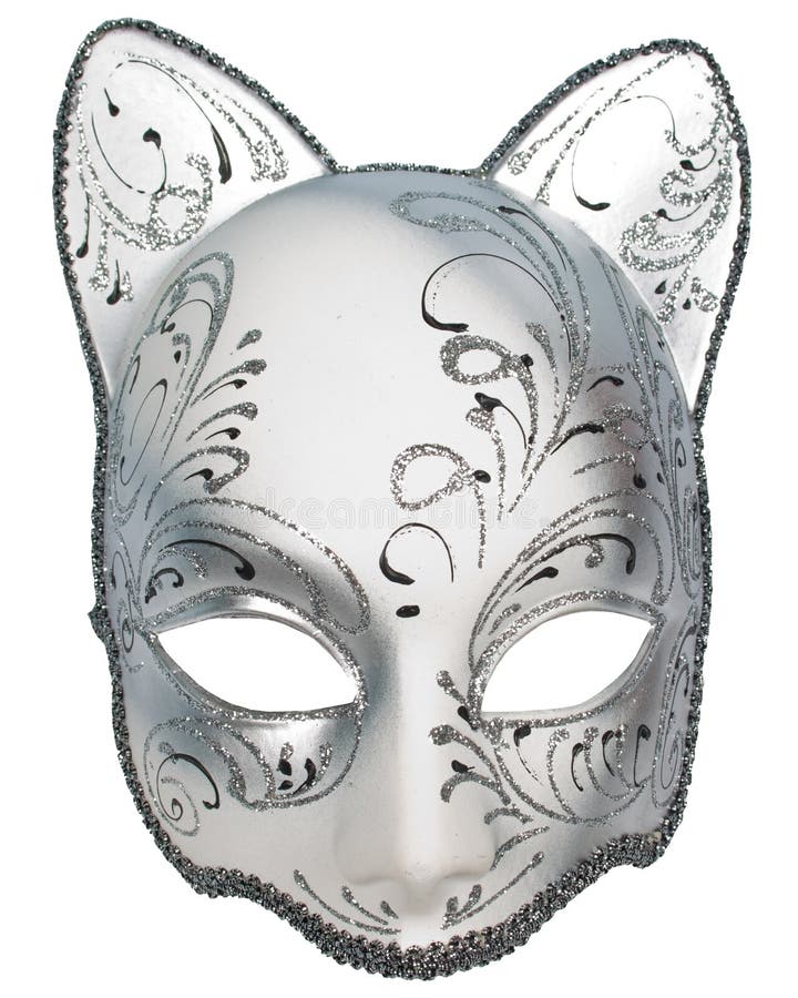Silver Cat Carnival Venetian Mask Stock Photo - Image of golden ...