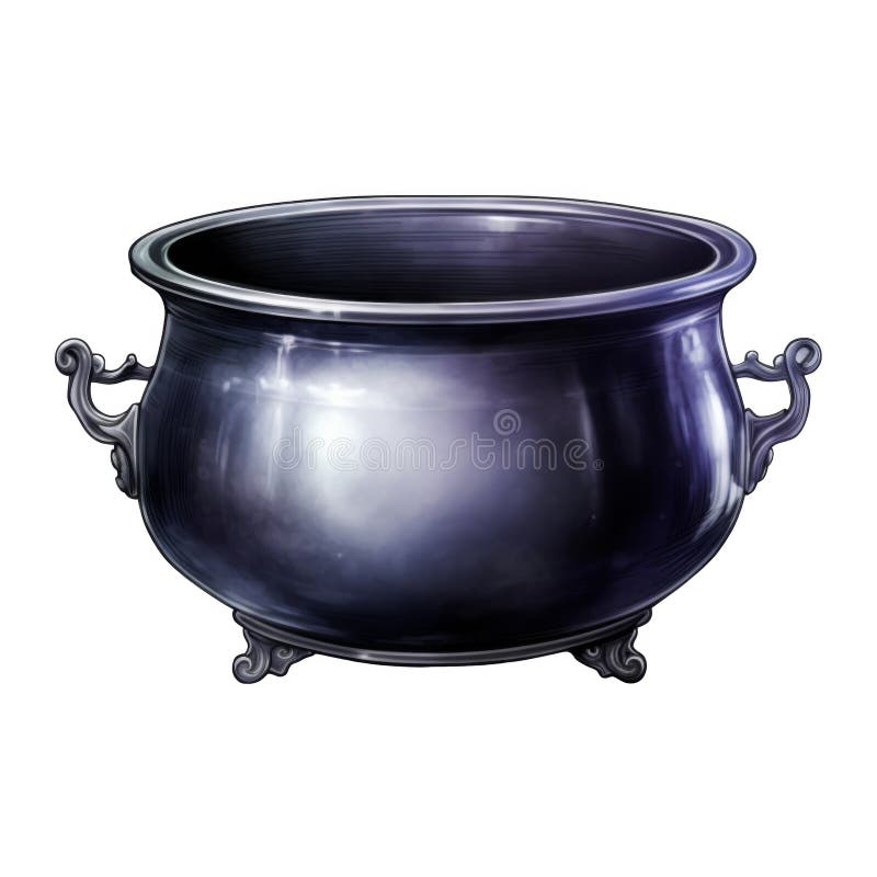Silver Cauldron with Ornate Handles and Feet Stock Illustration ...