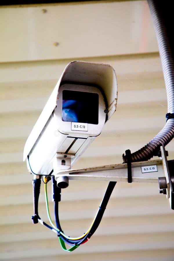 Silver CCTV Camera. Protection Security System Watching People Stock ...