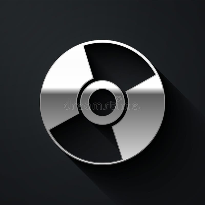 Silver CD or DVD Disk Icon Isolated on Black Background. Compact Disc ...