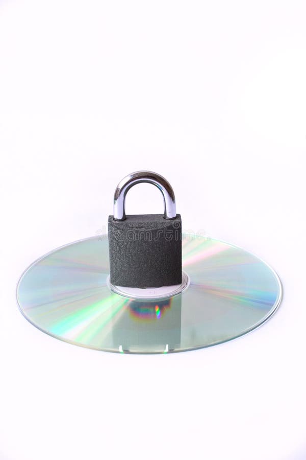 Silver cd with lock stock image. Image of infection, concept - 9090463