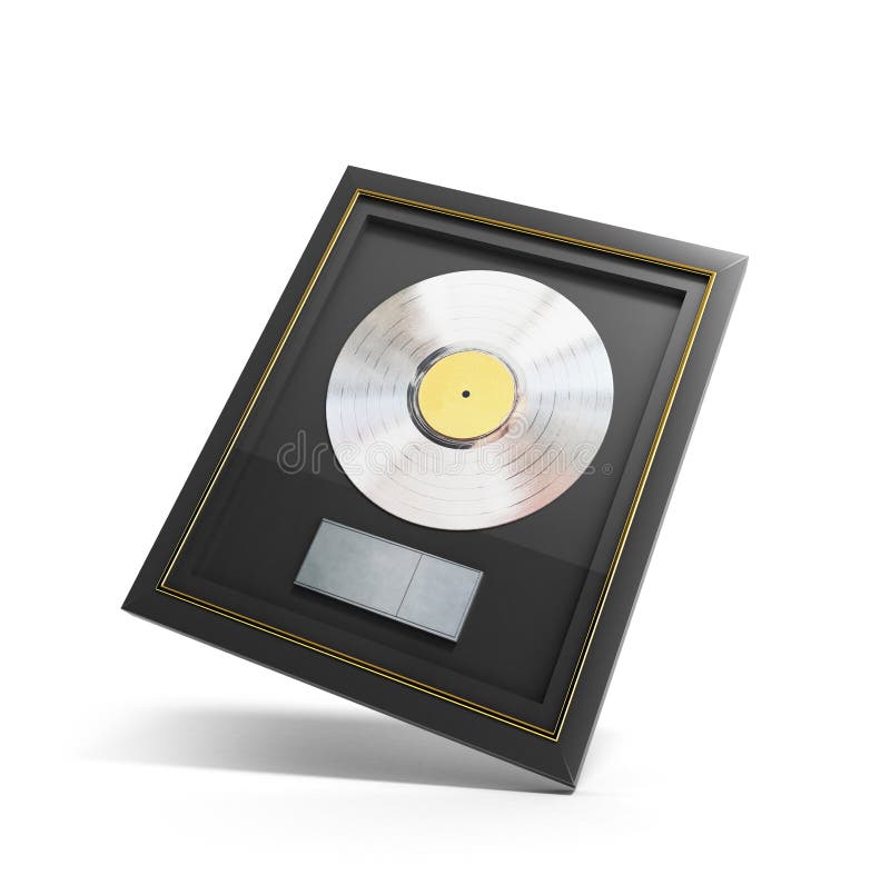 Silver CD Prize with Label in Frame on Wall 3d Render Stock ...