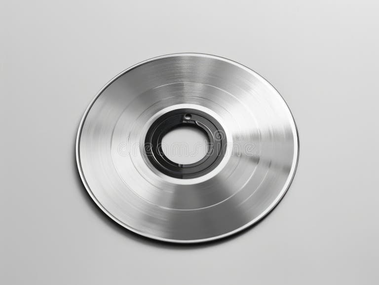 A Silver CD is Sitting on a White Surface Stock Image - Image of audio ...