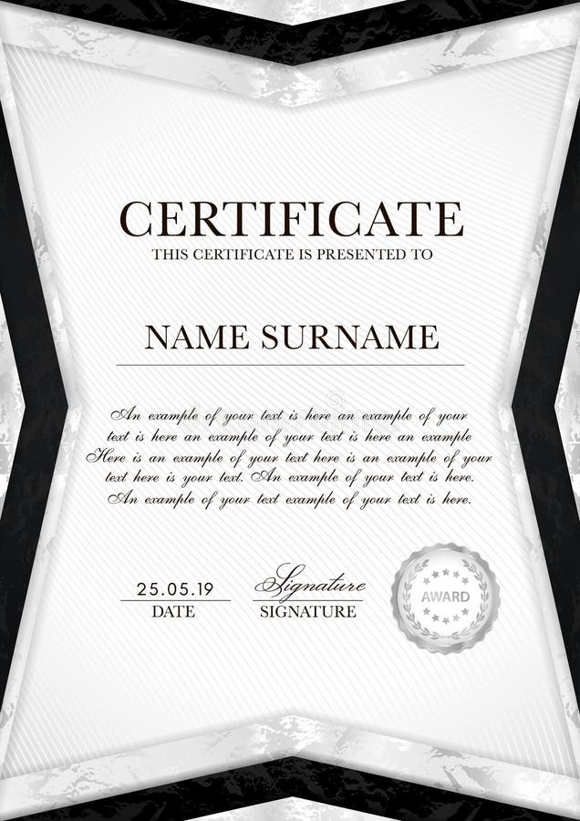 Silver Certificate, Diploma Template. Award Patter Stock Vector ...