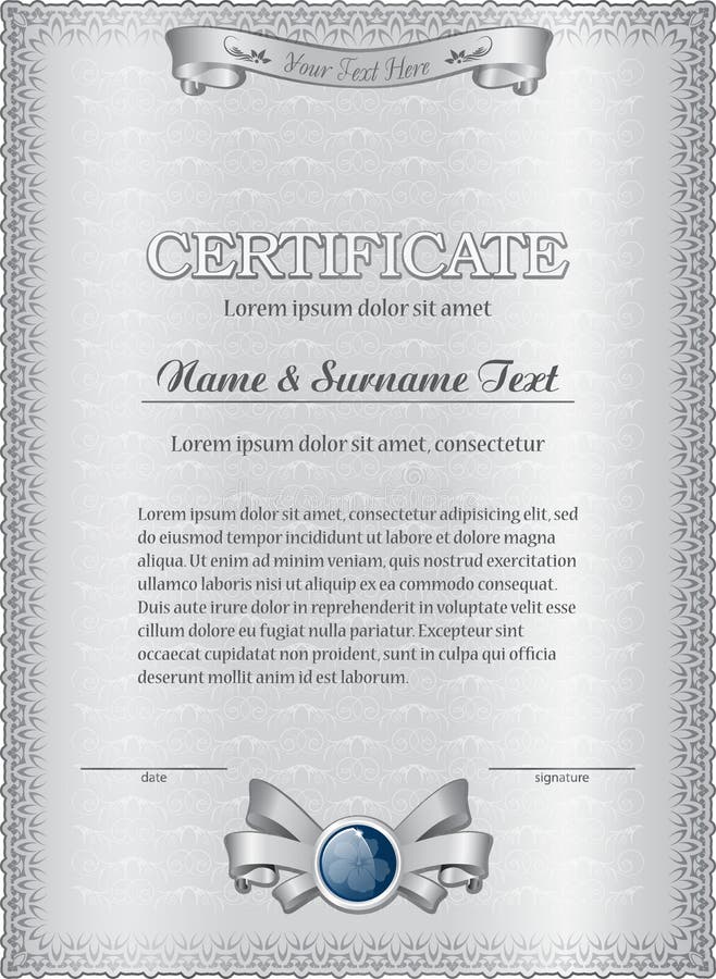 Silver Certificate Template. Stock Vector - Illustration of complex ...