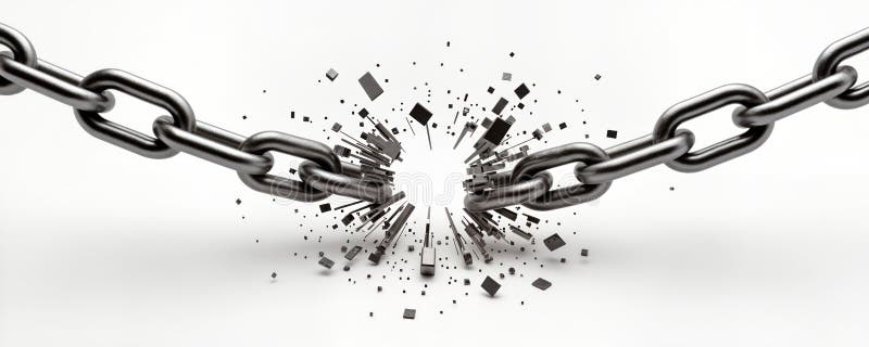Silver Chain Breaks Apart in Powerful Visual Illustration. Chain Link ...