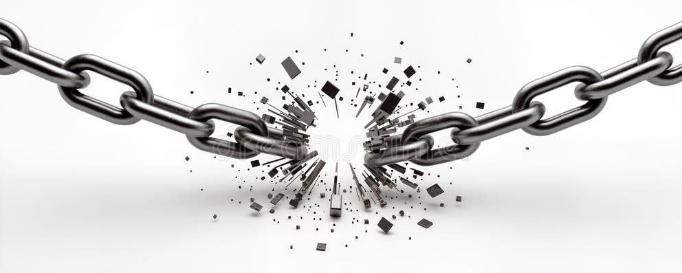 Silver Chain Breaks Apart in Powerful Visual Illustration. Chain Link ...