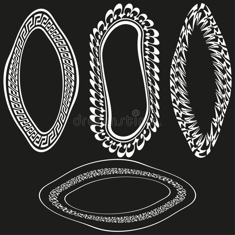 Silver Chain Frames. Glossy Oval Borders. Metallic Loop Set. Vector ...