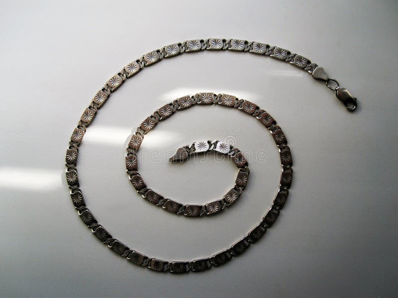 Silver Chain on Gray Background Stock Photo - Image of chain, twisted ...