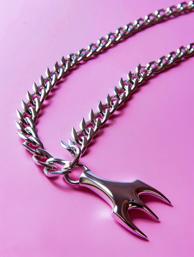 A Silver Chain with a Large Spike on it Stock Image - Image of chain ...