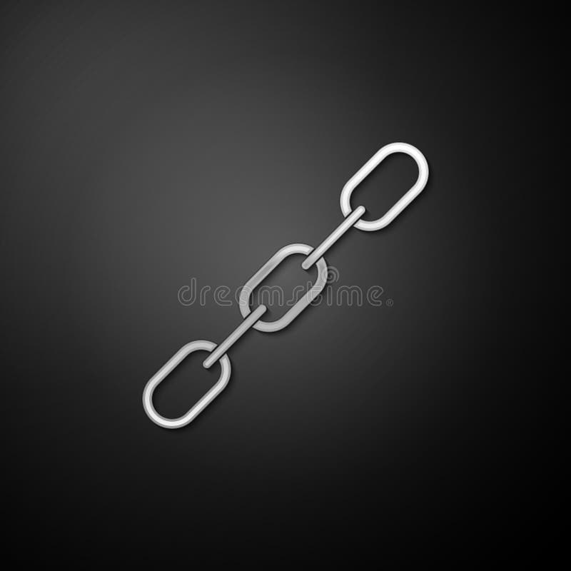 Silver Chain Link Icon Isolated on Black Background. Link Single. Long ...