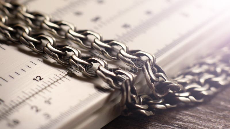 Silver Chain and Measuring Tool Stock Photo - Image of silver ...
