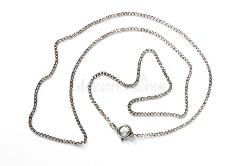 Silver Chain Necklace Isolated on White Background Stock Photo - Image ...