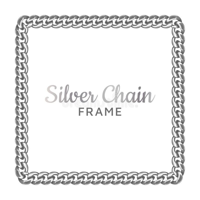 Silver Chain Square Border Frame. Stock Vector - Illustration of ...