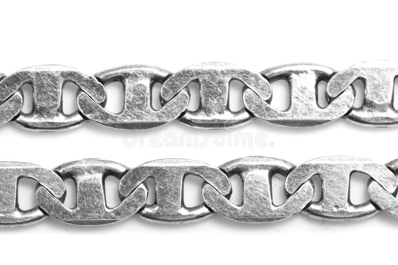 Silver Chain on a White Background Stock Image - Image of construction ...