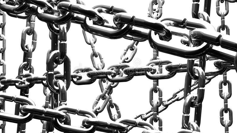 Silver Chains on White Background. Stock Illustration - Illustration of ...