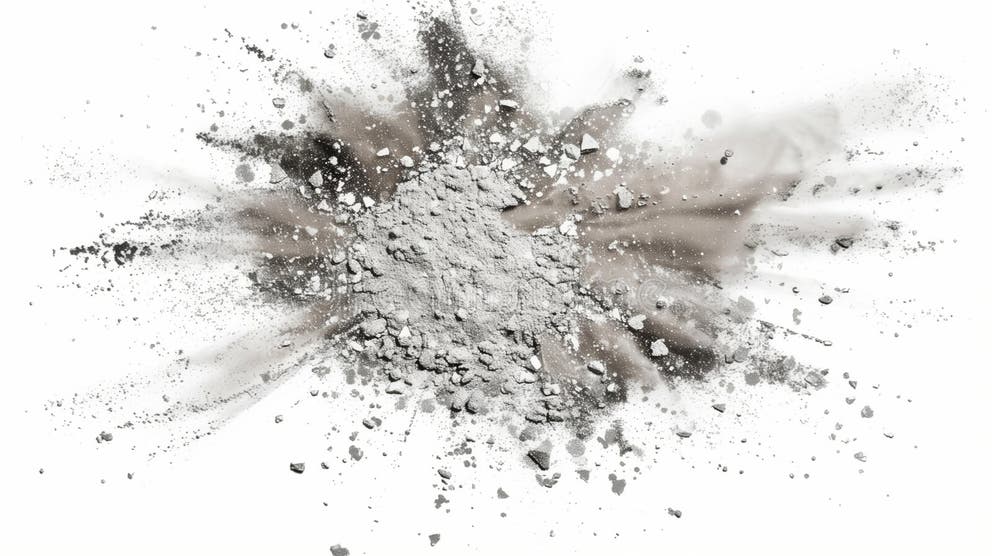 Silver Chalk Powder Explosion on White Background Stock Illustration ...