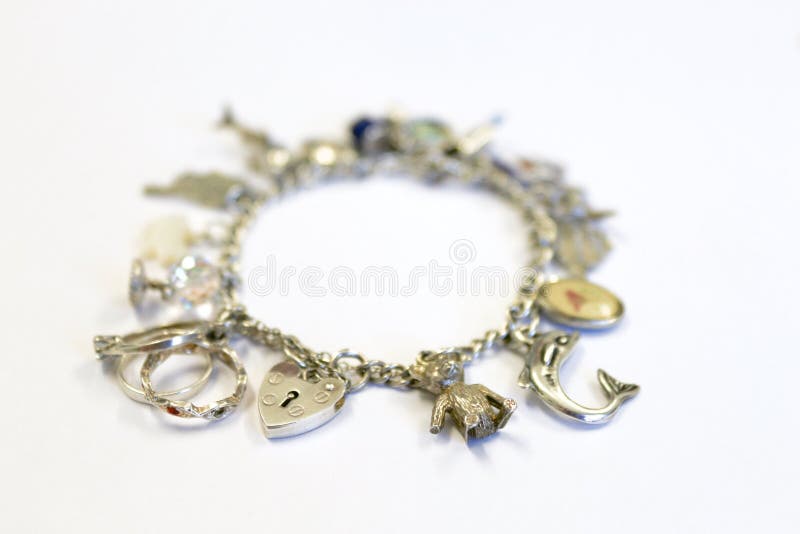 Silver Charm Bracelet (selective Focus) Stock Image - Image of ...