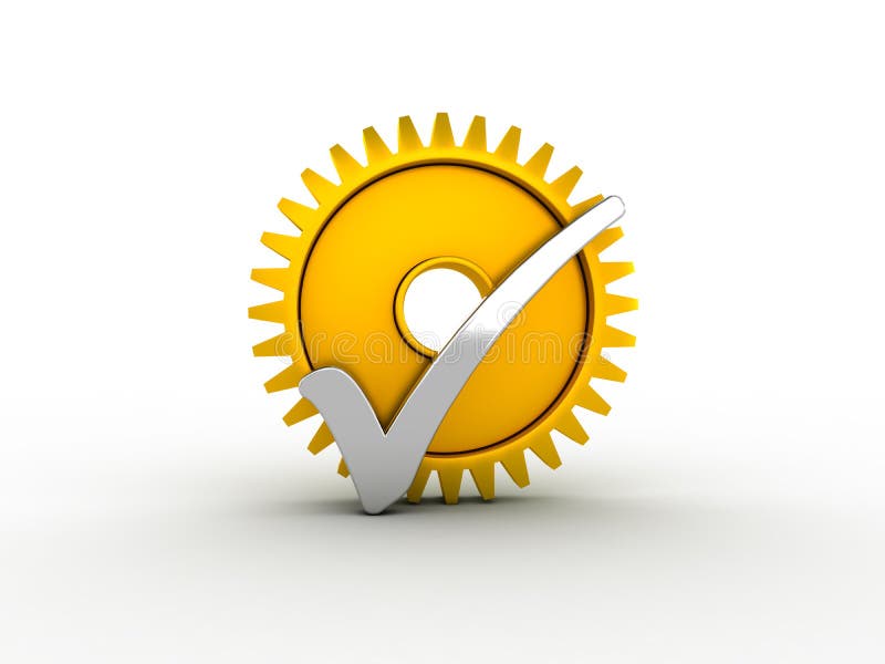 Silver Check Mark and Gold Gear Stock Illustration - Illustration of ...