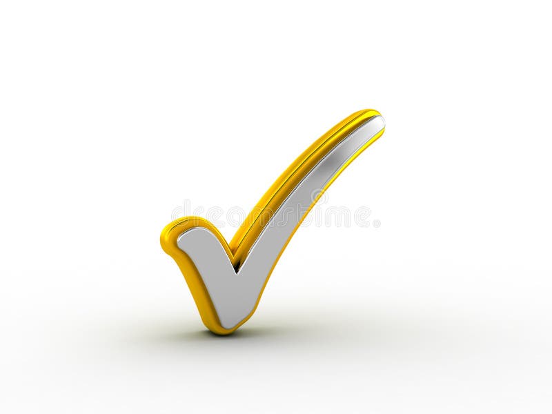 Silver Check Mark With Golden Outline Stock Illustration - Illustration ...