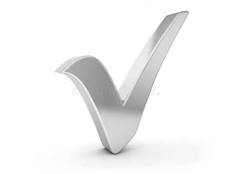 Silver Check Mark on Golden Letters Stock Illustration - Illustration ...