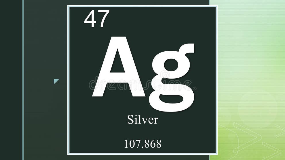 Silver Chemical Element Symbol on Green Solid and Gradient Background ...
